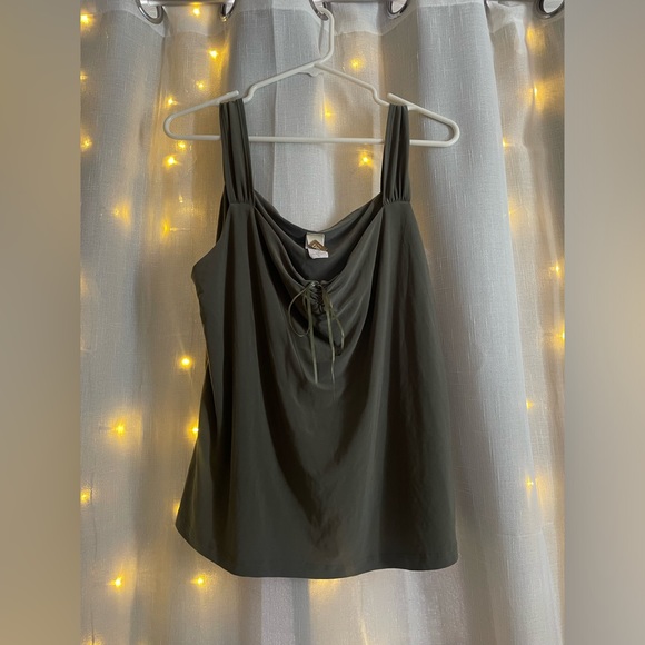 Dori U.S.A | Tops | Dori Usa Y2k Militaryolive Green Cowl Neck Tank ...